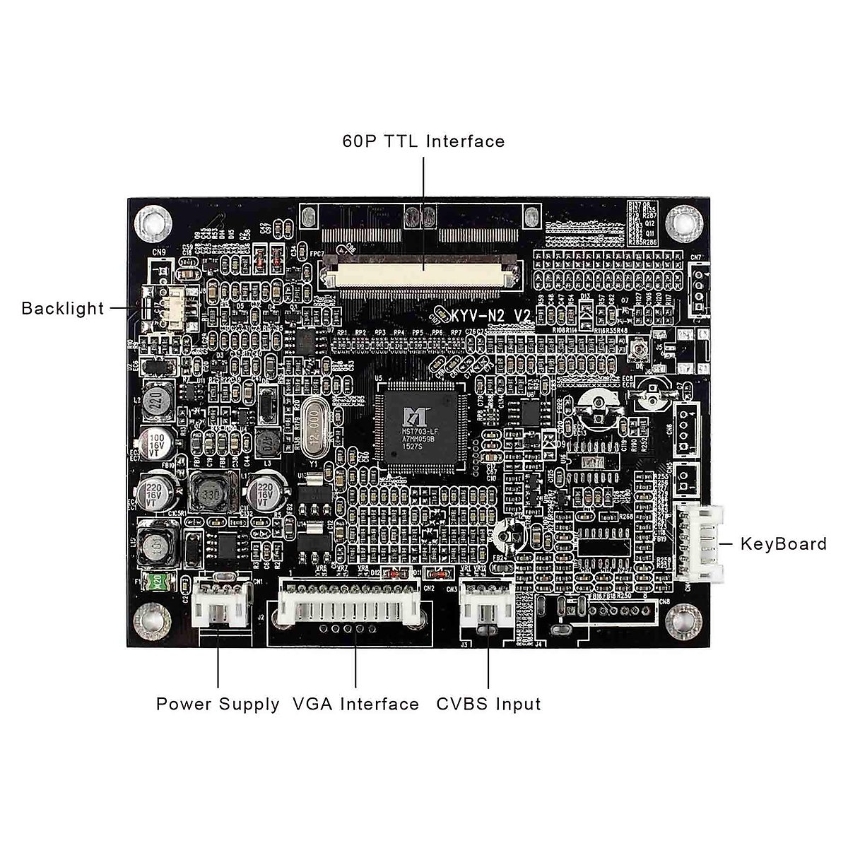 VSDISPLAY 7" 7 Inch 800X600 LCD Screen A070SN02 with VGA LCD Controller Board KYV-N2 V2