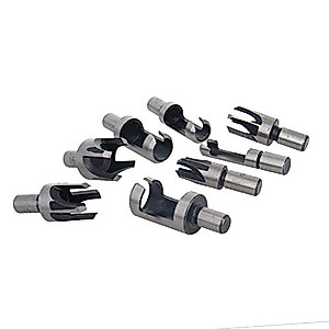 Utoolmart 8pcs Wood Plug Cutter Drills Bit Set 1/4” 3/8” 1/2” 5/8” Barrel Cork Tenon Hole Saw Cutting Tools for Woodworking, High Carbon Steel