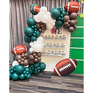 OOPAT Football Balloon Garland Kit 151pcs Balloons for American Football Boys Sports Rugby Baby Shower First Down Birthday The Big Game Football Party Decorations (Green Brown)