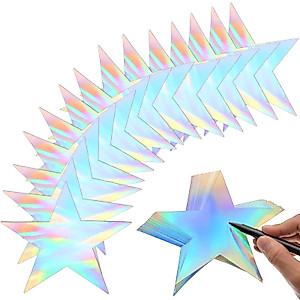 120 Pieces Iridescent Stars Cutouts Double Printed Star Cutouts Aluminum Foil Paper Star Confetti Cutouts 6 Inch Large Glitter Stars Decoration for Bulletin Board Wedding Holographic Party Supplies