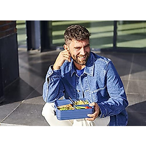 MEPAL, Bento Detachable Lunch Box Large with 2 Compartments for Food Storage and a Fork, Portable, BPA Free, Nordic Pink, Holds 1500ml|51 oz, 1 Count