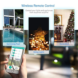 Outdoor Smart Plug, TESSAN WiFi Smart Outlet Switch with 3 Individual Sockets Work with Alexa Echo Google Home, Wireless Remote Control Outlet,Timer by Smartphone, Weatherproof Outdoor Power Strip