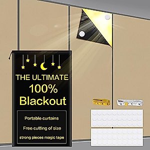 AJAZZ Portable Blackout Shades 100% Blackout Curtains for Bedroom Small Window Curtains no Light Kitchen Windows Insulated for Nursery for Baby Travel Total Blackout Curtains