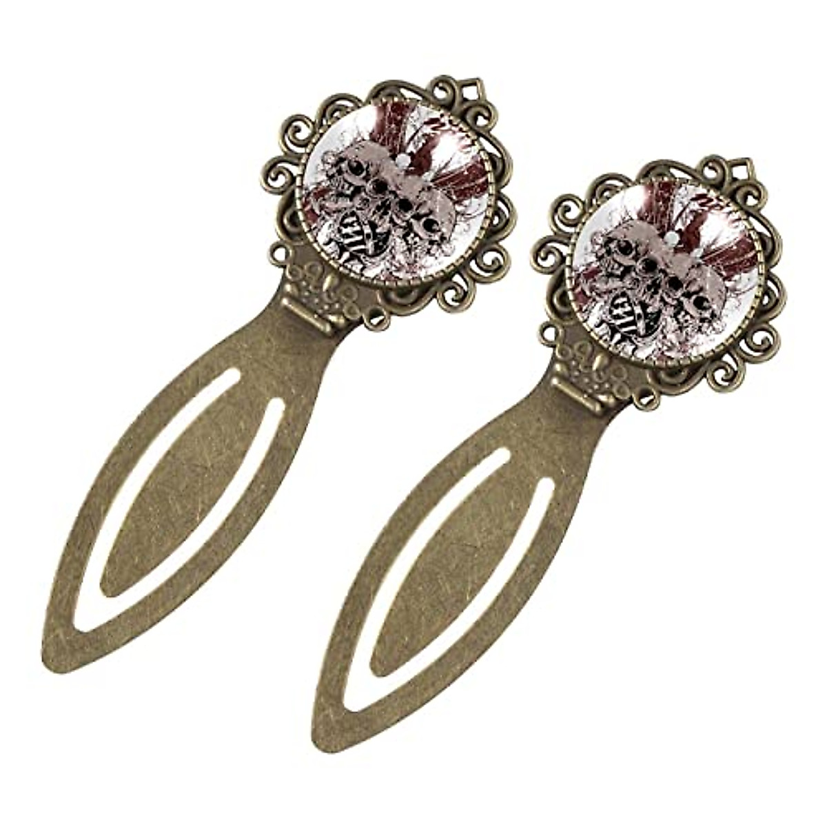 2 Pack Metal Bookmarks Skeleton Skull