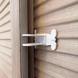 Makibi Child Safety Lock for Sliding Glass Door, Slide Closet Doors | Baby Proof Windows Locks | No Tools, Drilling Needed (4 Pack, White)