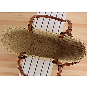 Handwoven Rattan vintage purse Bag Hollow Out Straw Beach Bag Handbag Beach Sea tote Basket Straw vacation Bag (brown)
