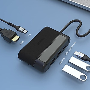 Port Expander USB C Docking Station USB C to HDMI Multiport Adapter with 4K HDMI, 2 USB 3.0 Ports, USB-C Data Ports, 60W PD USB Splitter