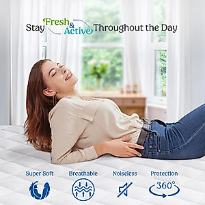 LUX Decor Twin Mattress Pad - Quilted Elastic Fitted Mattress Cover Protector Upto 16 Inches Deep Pocket - Soft Breathable Noiseless Mattress Topper (39 X 75)