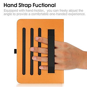 FANRTE Universal Case for 9-10.9" Tablet, with Flexible Hand Strap & Pocket, Adjustable Fixing Silicon Band and Pen Holder, Black