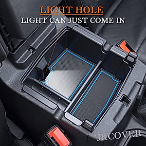 Compatible with Center Console Organizer Tray Jeep Wrangler JL/JLU 2018 2019-2023 2024 and Jeep Gladiator JT Truck 2020 2021 2022 2023 Insert Armrest Accessories (Blue Trim) (Not for JK/JKU)