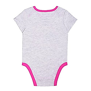 Nickelodeon Baby Shark Girls’ 3 Pack Short Sleeve Bodysuit for Newborn and Infant – Pink/Grey