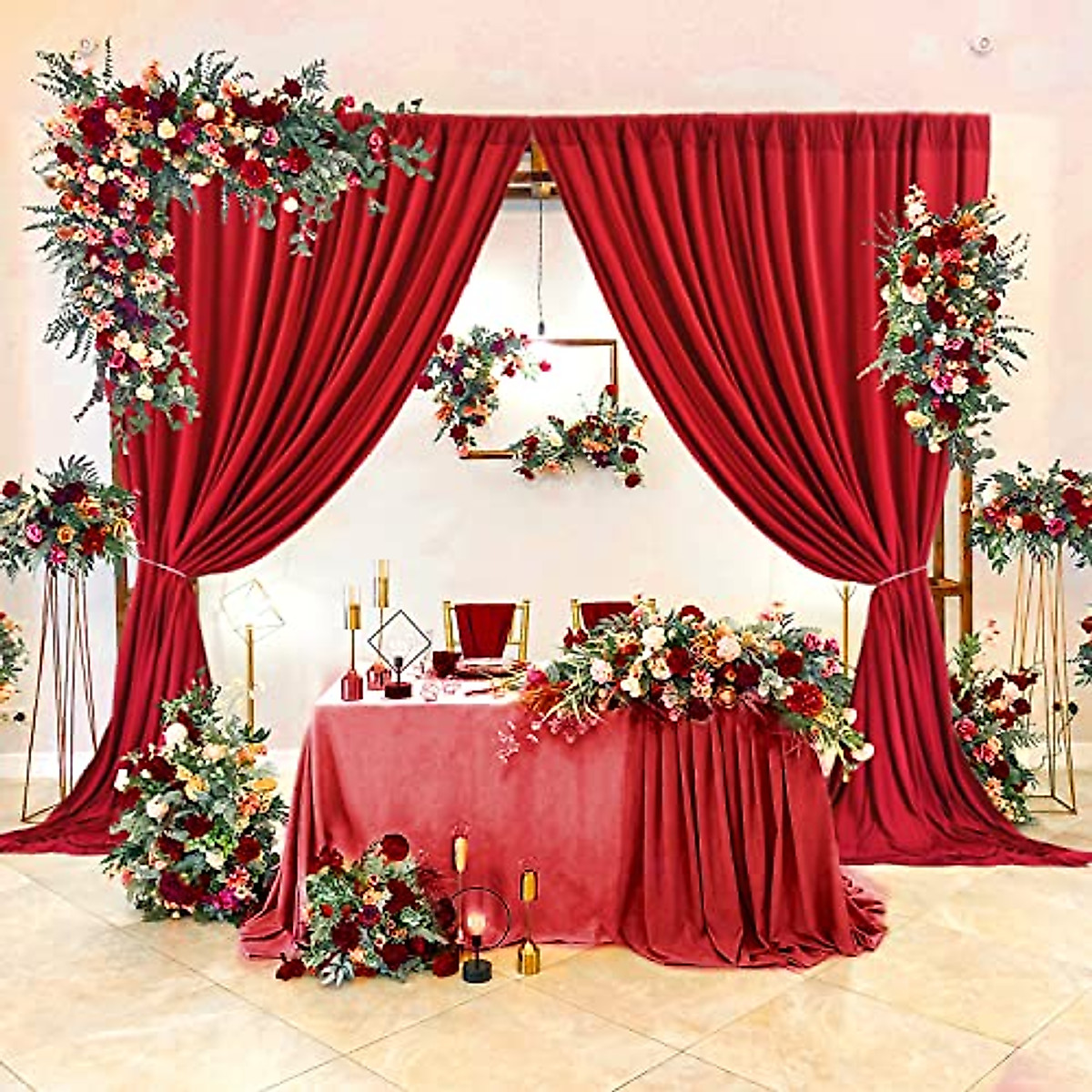 10x10 Red Backdrop Curtain for Parties Wedding Wrinkle Free Red Photo Curtains Backdrop Drapes Fabric Decoration for Birthday Party Baby Shower Christmas 5ft x 10ft,2 Panels
