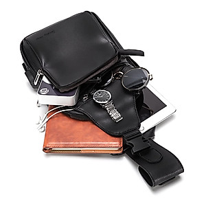 Xinteorao Men's Leather Sling Bag Shoulder Chest Crossbody Bag with USB Charging Port Black