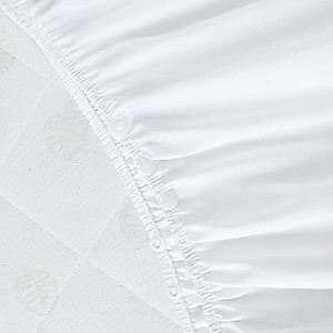 Crib Bed Skirt 4 Sides Pleated Dust Ruffle for Baby Boys Girls Elastic Adjustable Fit Toddler Bedskirt Easy On/Off Soft Nursery Standard Crib Bedding Skirts Solid White Crib Skirt
