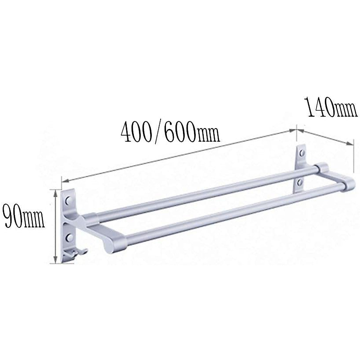 XHALERY Bathroom Kitchen Shower Bath Single Wall-Mounted Aluminum Towel Rack Towel Rack Organizer Hook Heavy and Space-Saving, Length (40 cm, 60 cm) Tower Hanger/40 * 14 * 9Cm