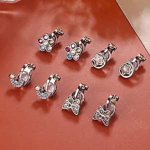 Thunaraz 8 Pairs Cute Clip on Earrings for Women Hypoallergenic Butterfly Flower Sparkled CZ Clip Earrings Women Multicolored Non-Pierced Earrings Set