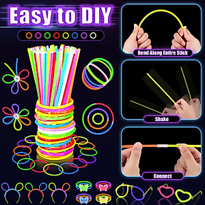 Glow in the Dark Party Supplies for Kids Adults, Light Up Party Favors with 57 LED Light Up Toys, 100 Glow Sticks Bulk DIY Glow Necklaces Glasses Bracelets Headband, Neon Party Supplies & Decorations