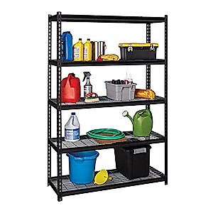 Iron Horse 2300 Deck Wire Shelving Unit, 5 Shelf, 18" x 48" x 72", Black, Black & Zinc