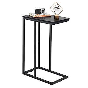 WLIVE Tall C Shaped End Table, 28 Inches High Small Side Table for Sofa, 11.81" D x 18.9" W Large Storage Space, Couch Table That Slides Under, Tv Tray for Living Room, Bedroom, Home, Office, Greige