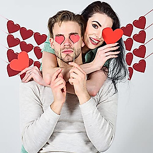 4 Packs Heart Garland Decorations for Valentines Decor Valentines Heart Felt Banner for Valentines Decorations, Anniversary, Wedding, Engagement Party Home Decor