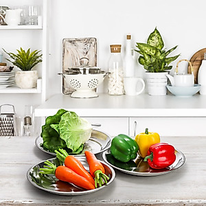 WUWEOT 10 Pack Stainless Steel Dinner Plates, 10" Round Kitchen Metal Dish Plates, Rust-Proof Camping Serving Plates for BBQ, Snack, Salad, Appetizer, Fruit, Cookies