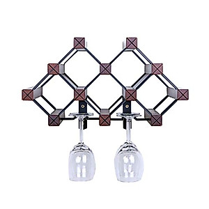 Stylish Simplicity Wine Rack Hanging Cup Holder Upside Down Wine Shelf Solid Wood Household Wine Cellar, PIBM