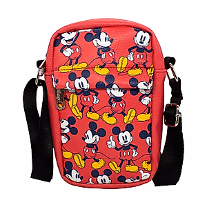 Disney Bag Crossbody Mickey Mouse Standing Poses Scattered Red Vegan Leather