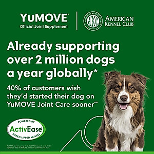 YuMOVE Adult Dog Tablets | Hip and Joint Supplement for Dogs with Glucosamine, Chondroitin, Hyaluronic Acid, Green Lipped Mussel | Dogs Aged 6 to 8 | 120 Count Tablets, Treat Colored