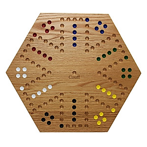 Solid Oak Double Sided Marble Board Game Hand Painted by Cauff (20 inch)