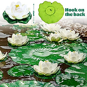 WhistenFla Artificial Floating Lotus Flower 12 Pcs, 4 Inch Small Fake Lily Pads for Pond Artificial Floating Foam Lotus Flowers for Wedding Floating Pool Pond Decoration