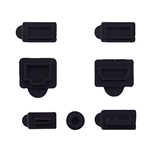 PlayVital Silicone Dust Plug Set for ps5 Console, USB HDMI Interface Type A/C LAN Port Dust Cover Stopper for ps5 Digital & Disc Edition Console, Dustproof Plug Accessories for ps5 Console - Black