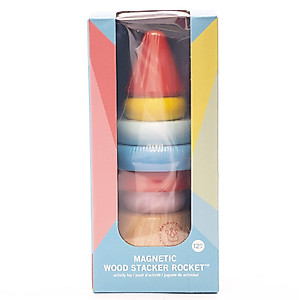 Manhattan Toy Stacker Rocket Baby and Toddler 7 Piece Magnetic Wooden Stacking Toy Set
