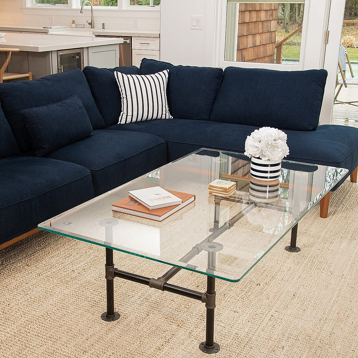 16" x 36" Rectangle Clear Tempered Glass Table Top 3/8" Thick - Flat Polish Edge