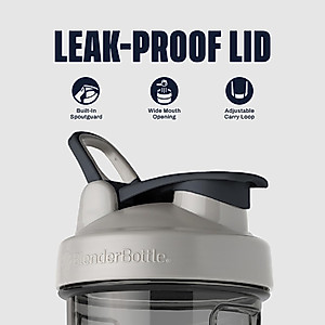 BlenderBottle Shaker Bottle Pro Series Perfect for Protein Shakes and Pre Workout, 28-Ounce, Pebble Grey