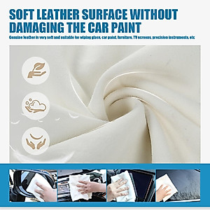 UGSHY 2 PCS 15" x 23" Chamois Drying Towel for Car, Super Absorbent Reusable Shammy Towel, Lint Free Natural Chamois Car Wash Cloth (White)