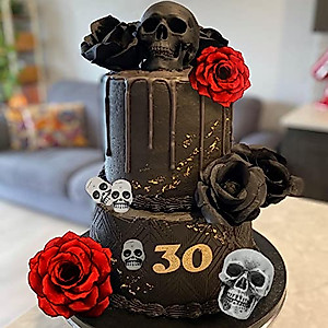 Gothic Rose Skull Cake Topper Till Death Do Us Part Cake Topper Gothic Wedding Party Decoration Halloween Skeleton Day Of The Death Black Rose Cake Decoration