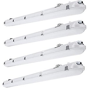 BRILLIHOOD LED Vapor Tight 4FT Light Fixture, 40W, 5000LM, IP65 Waterproof Shop Light, 6000K Bright White, Milky Lens, Outdoor Vapor Proof Lighting, 4-Pack