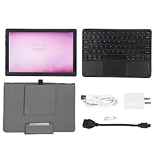 WiFi Tablet, 10.1 Inch 8GB RAM 256GB ROM Smart Tablet Black FHD Screen for Game for Studying (US Plug)