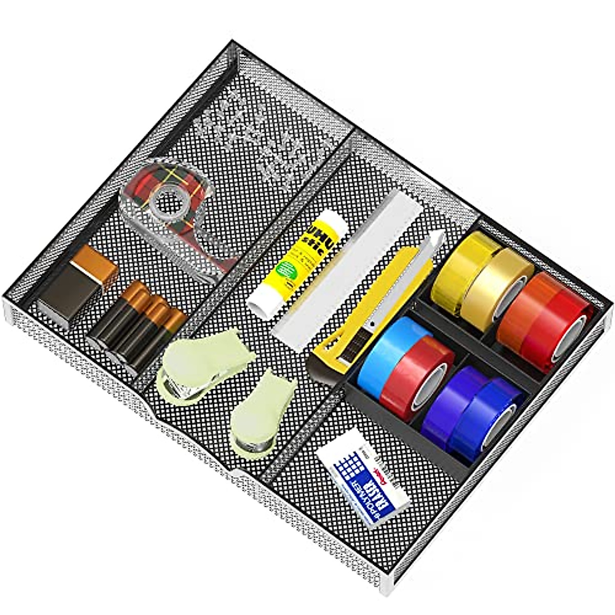 Simple Houseware Drawer Organizer Tray w/ 2 Storage Bins, Black