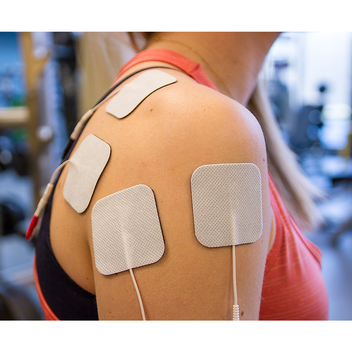 reserv 2" x 2" Premium Re-Usable Self Adhesive Electrode Pads for TENS/EMS Unit, Fabric Backed Pads with Premium Gel (White Cloth and Latex Free) (4 Pack (160 electrodes))