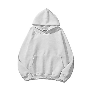 Hatant Men Hoodie No String Pullover Fleece Hoodies for Men Casual Hoodies with Kangaroo Pocket Winter Plush Cotton Blend Sports Hooded For Men Fleece Oversize Tops HH-S B-gray