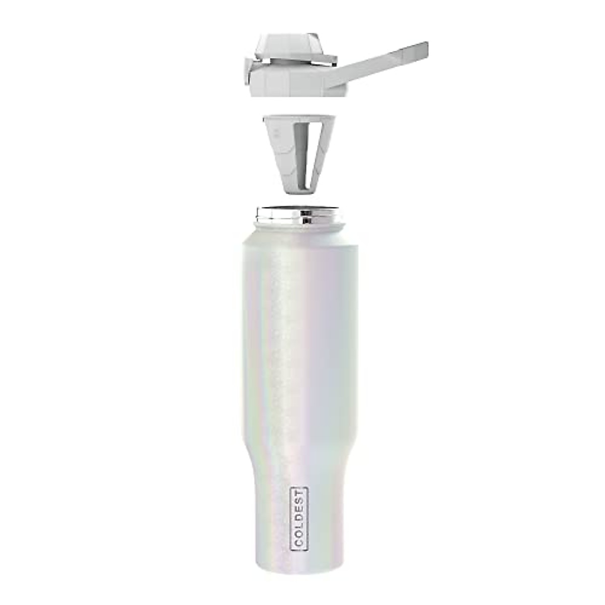 COLDEST Sports Water Bottle - 3 Lids (Chug Lid, Straw Lid, Handle Lid) Tumbler with Handle on Lid Water Bottles Cup Vacuum Insulated Stainless Steel, Fits Cirkul Lid (46 oz, Cosmic Ice Glitter)