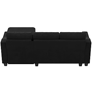 Belffin Velvet Sectional Couch with Storage, L Shaped Sofa with Chaise for Small Space, Black