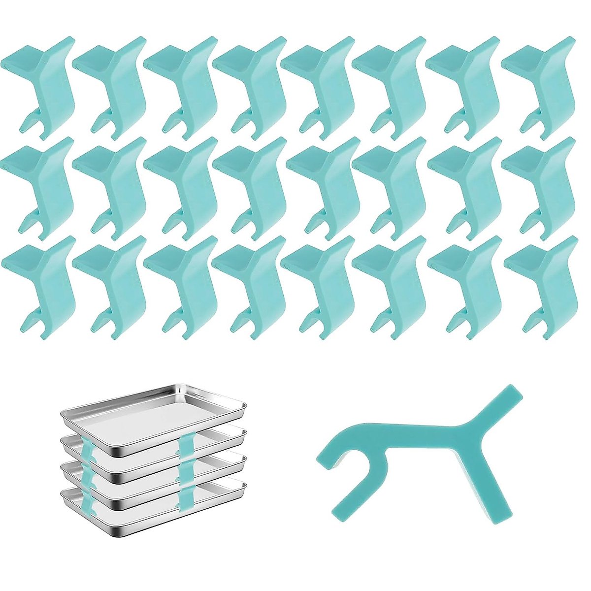 Baking Sheet Stackers, Cookie Sheet Stacking Clips, Space-Saving Tray Stackers, Reusable Trays Stacking Holder, Multipurpose Baking Tray Stackers for Freeze Dryer Trays (24PCS)