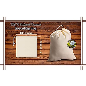 Cotton Bag Drawstring - 6 Pack, Canvas Bags 18'' X 18'' inch - Machine Washable Cotton Fabric - Storage Sack for Dirty Clothes, Basket Liner, Hamper Bag, Liner Replacement, delicates, Sleeping Bag, Reusable Travel Dorm and Basket Closure