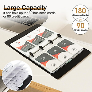 deli Business Card Book Holder, Business Card Organizer, Name Card Book Holder, Portable Office Business Card Holder, Hold 180 Cards, Black