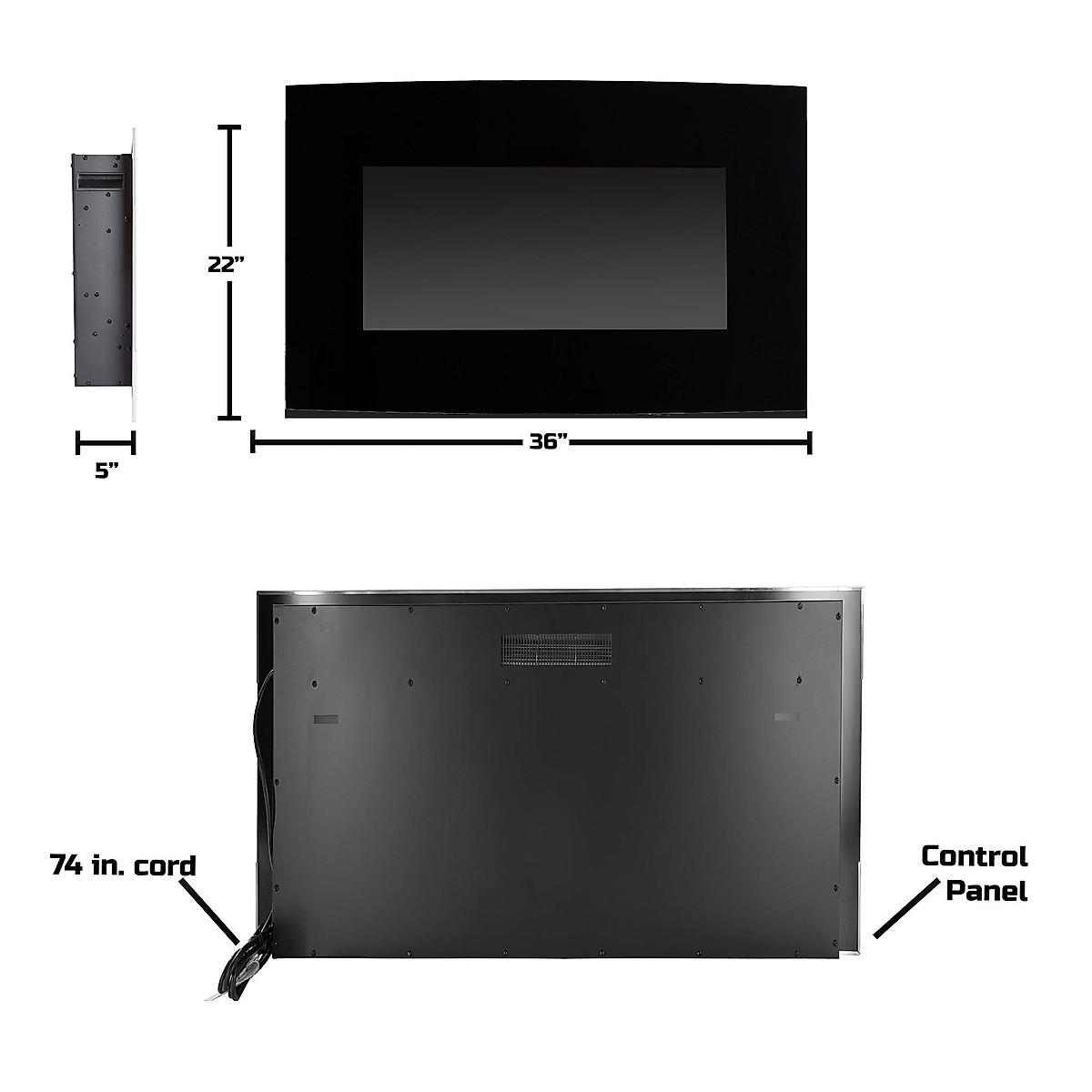 Northwest 36" Curved Color Changing Fireplace Wall Mount Floor Stand, Midnight