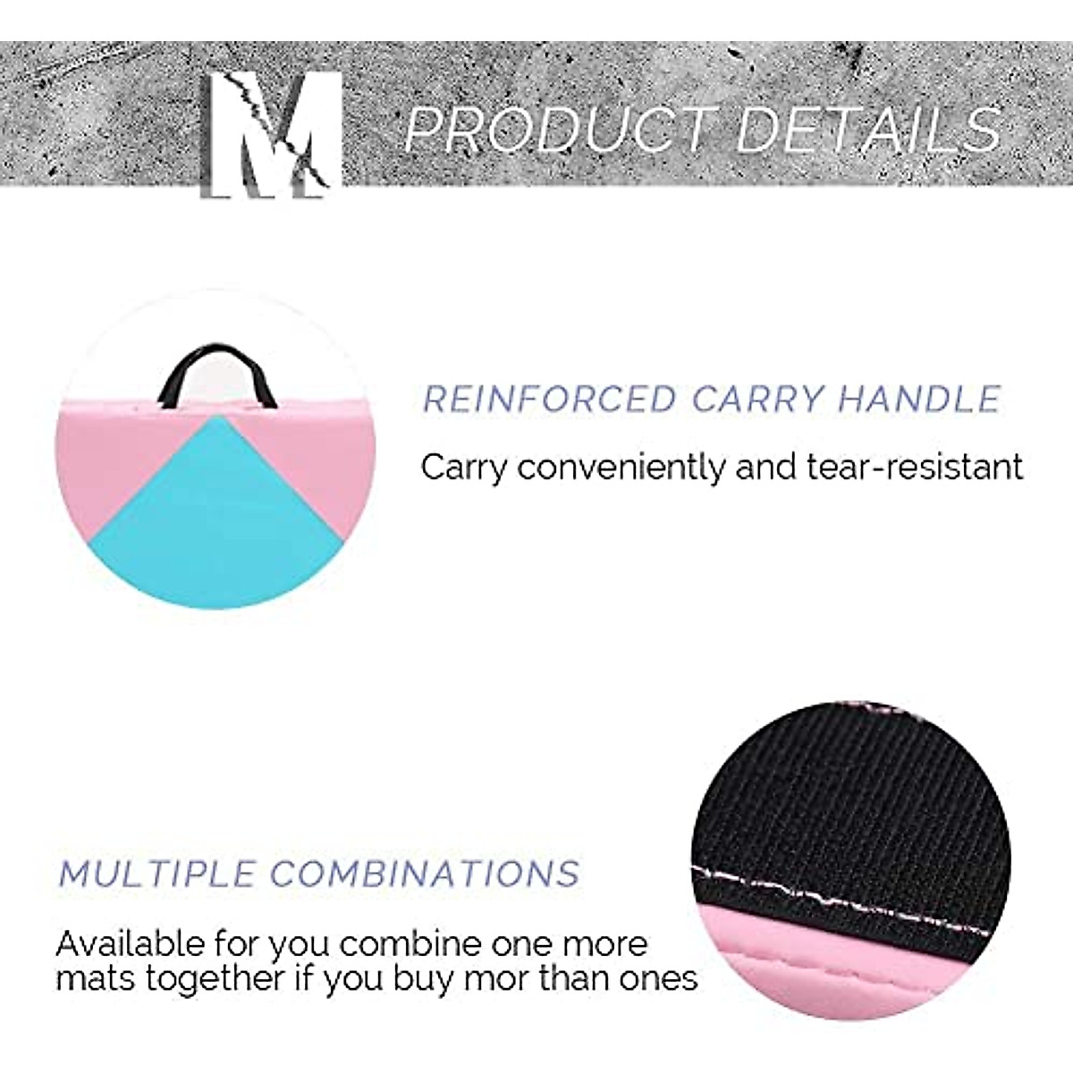 PanAme Folding Gymnastics Exercise Mats, 10’x4’x2” Thick Gymnastics Tumbling Mats, Lightweight Gymnastics Panel Mat with Carrying Handle for MMA, Yoga, Home Gym, Fitness (Pink)