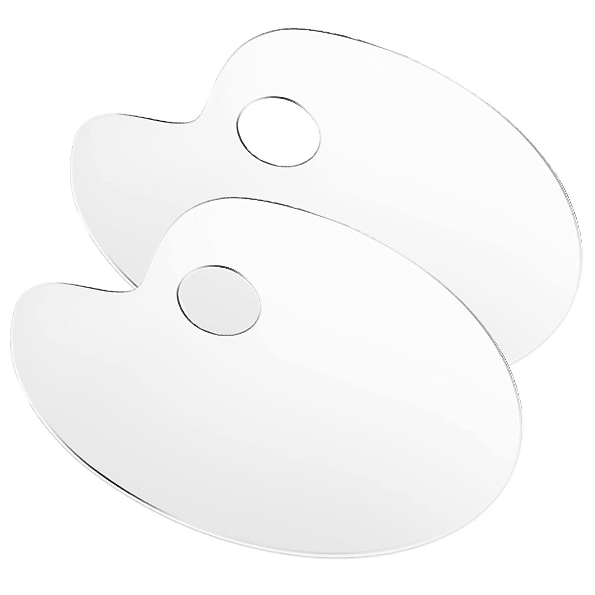 Acrylic Artist Paint Palette 11.8 x 7.9 inches Clear Oval Non-Stick Oil Paint Palette Mixing Transparent Easy Clean Art Paint Pallet (11.8 x 8 inch/2 PCS) (M)