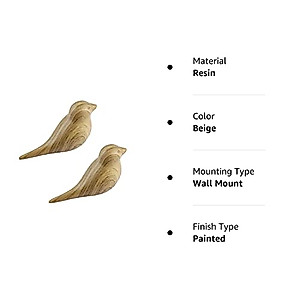 2PCS Bird Wall Hooks Coat Hooks Wooden Coat Hanger Wall Mounted Art Decor for Hanging Towels Hat Rack in Entryway Bathroom Kitchen (2PSCWOOD)